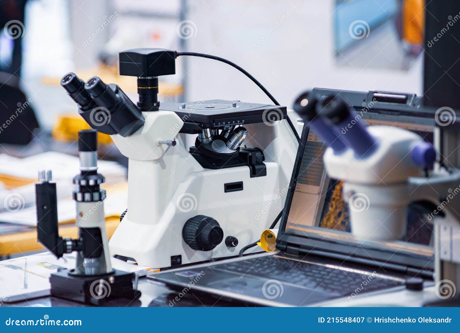 Microscope Connected To Laptop for High Precision Work Stock Image ...
