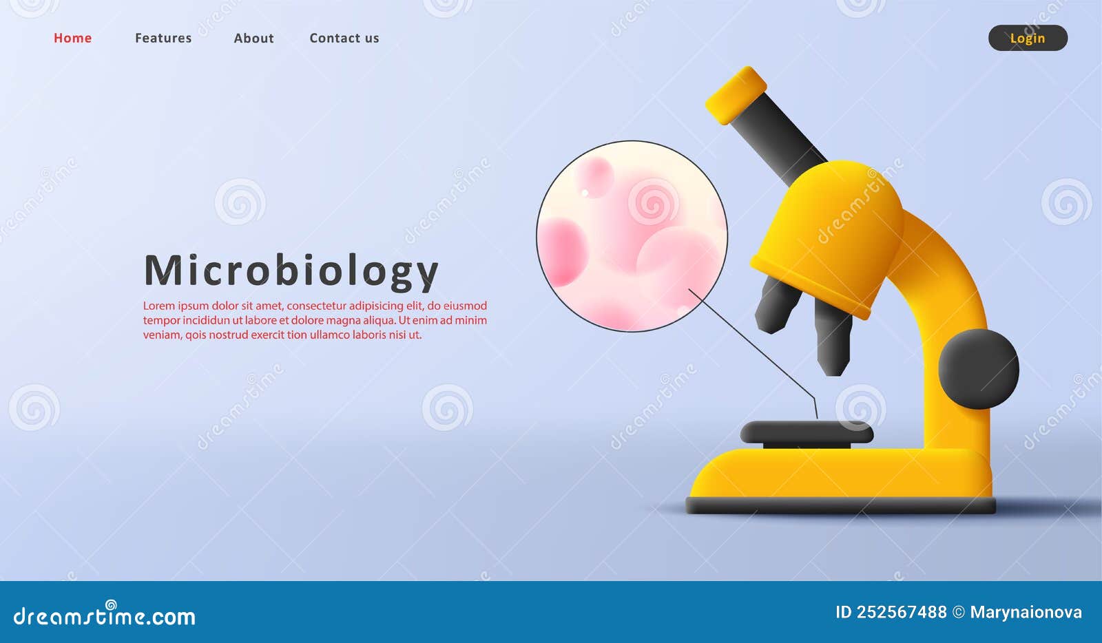 Microscope 3d Illustration with Virus Cell, Web Banner Stock Vector ...
