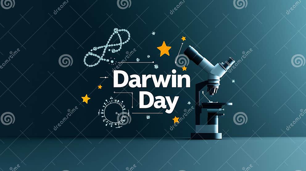 Microscope on Dark Backdrop for Darwin Day Stock Photo - Image of celebration, nature: 346213126