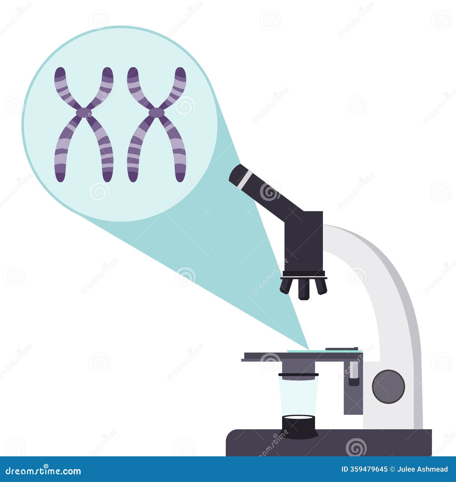 Microscope and Dna Chromosomal Research. Science Vector Flat ...