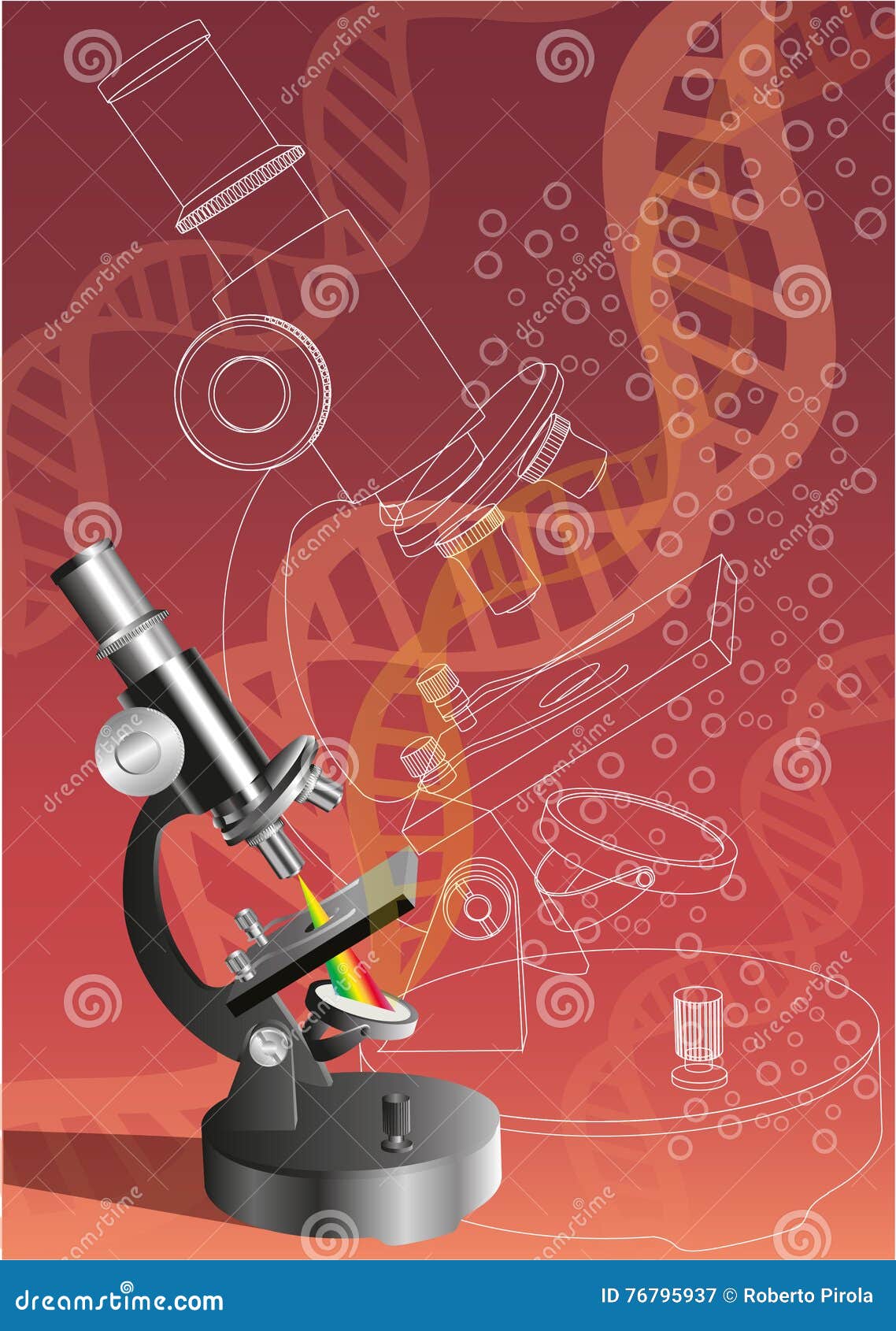 Microscope and Dna stock vector. Illustration of particle - 76795937