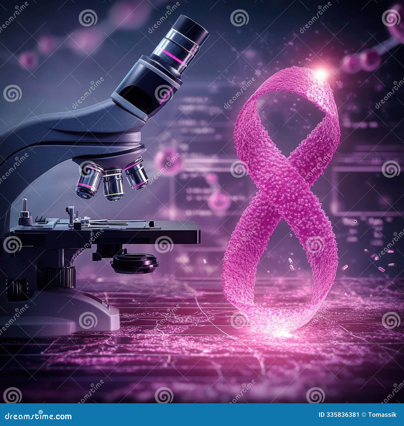 Microscope and Dna Structure in Futuristic Science Laboratory Concept ...