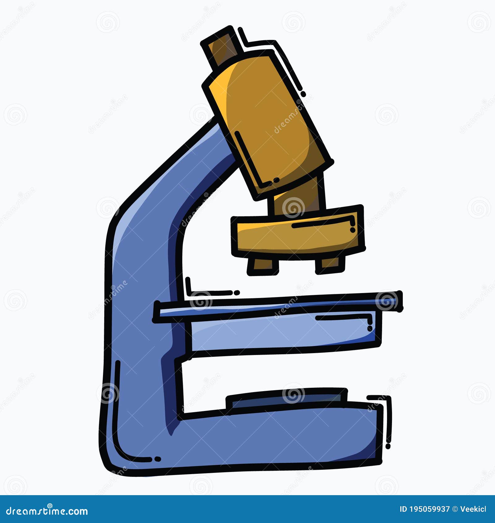 Microscope Doodle Color Vector Icon. Drawing Sketch Illustration Hand ...