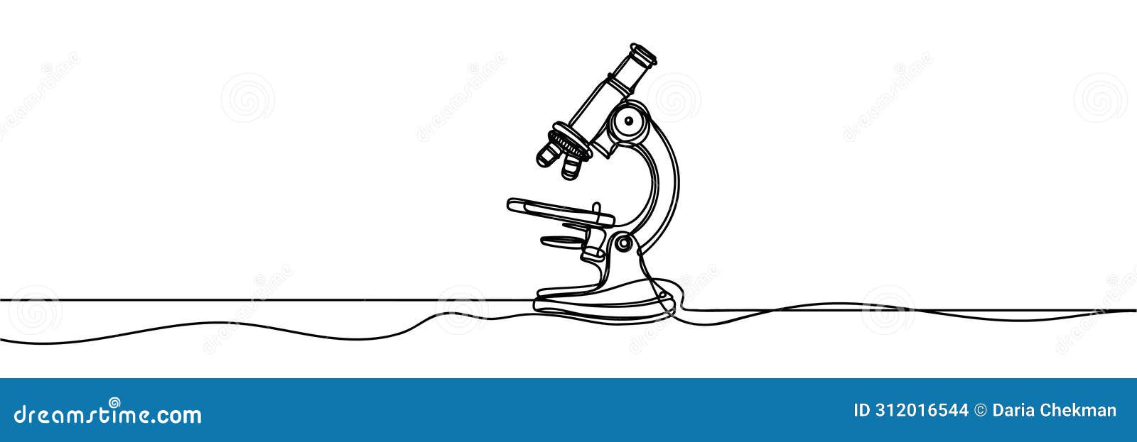 Microscope Is Drawn In One Line. Laboratory Instrument. Vector ...