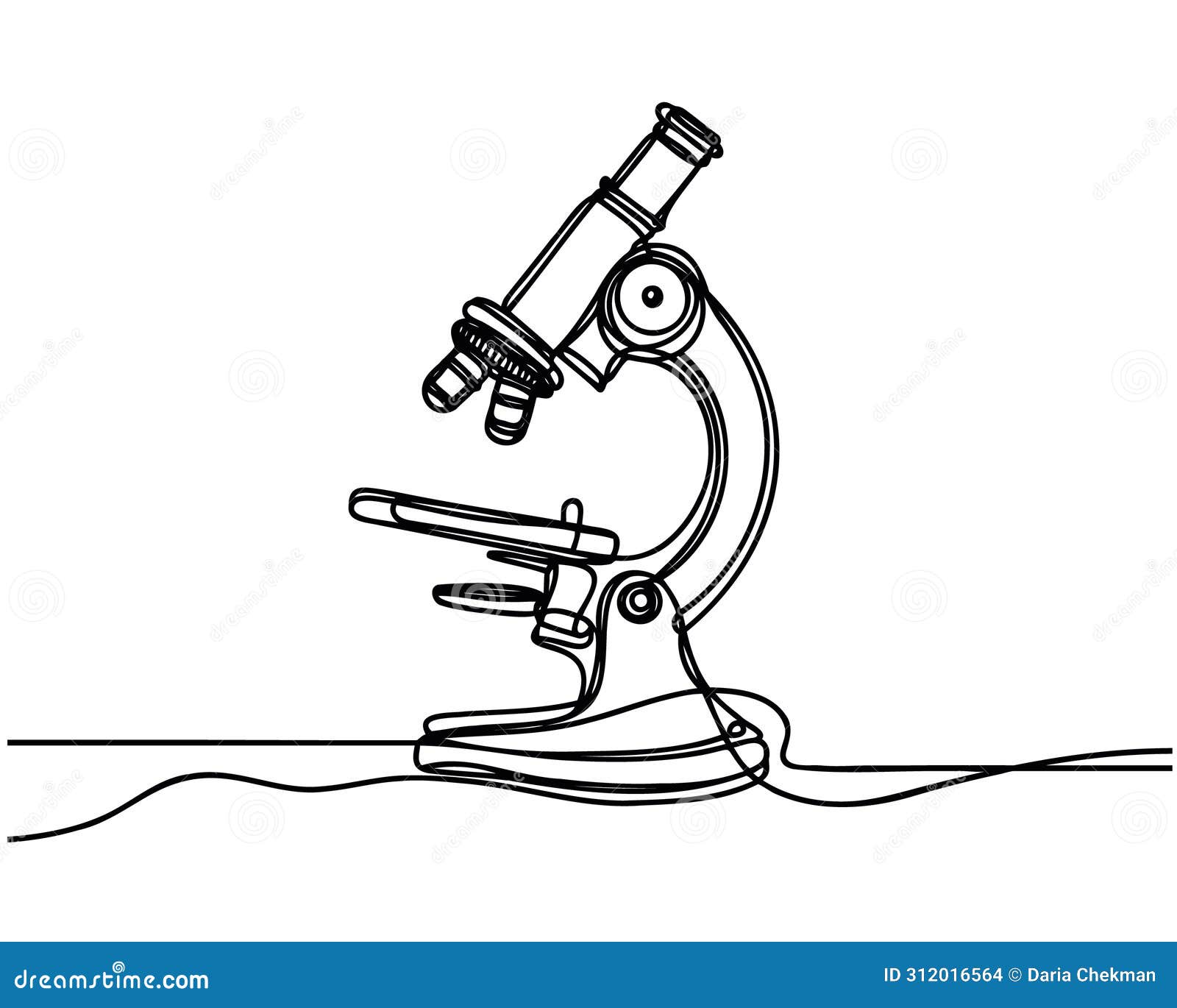 Microscope Drawn With One Continuous Line Vector Illustration Stock