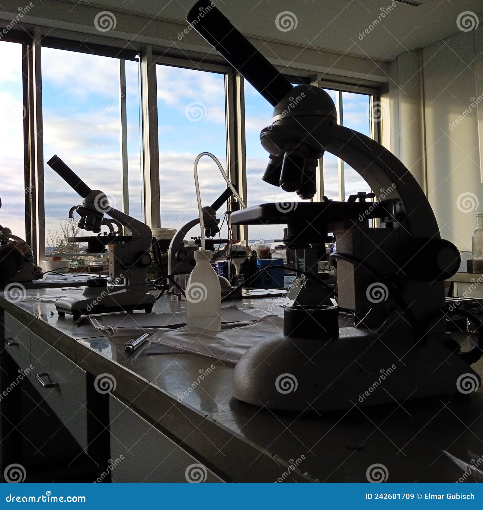 Microscope for Education and Research in School Stock Image - Image of ...