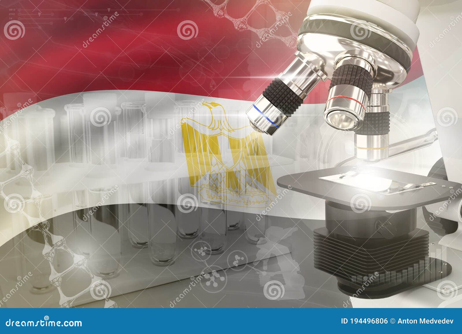 Microscope on Egypt Flag - Science Development Digital Background ...
