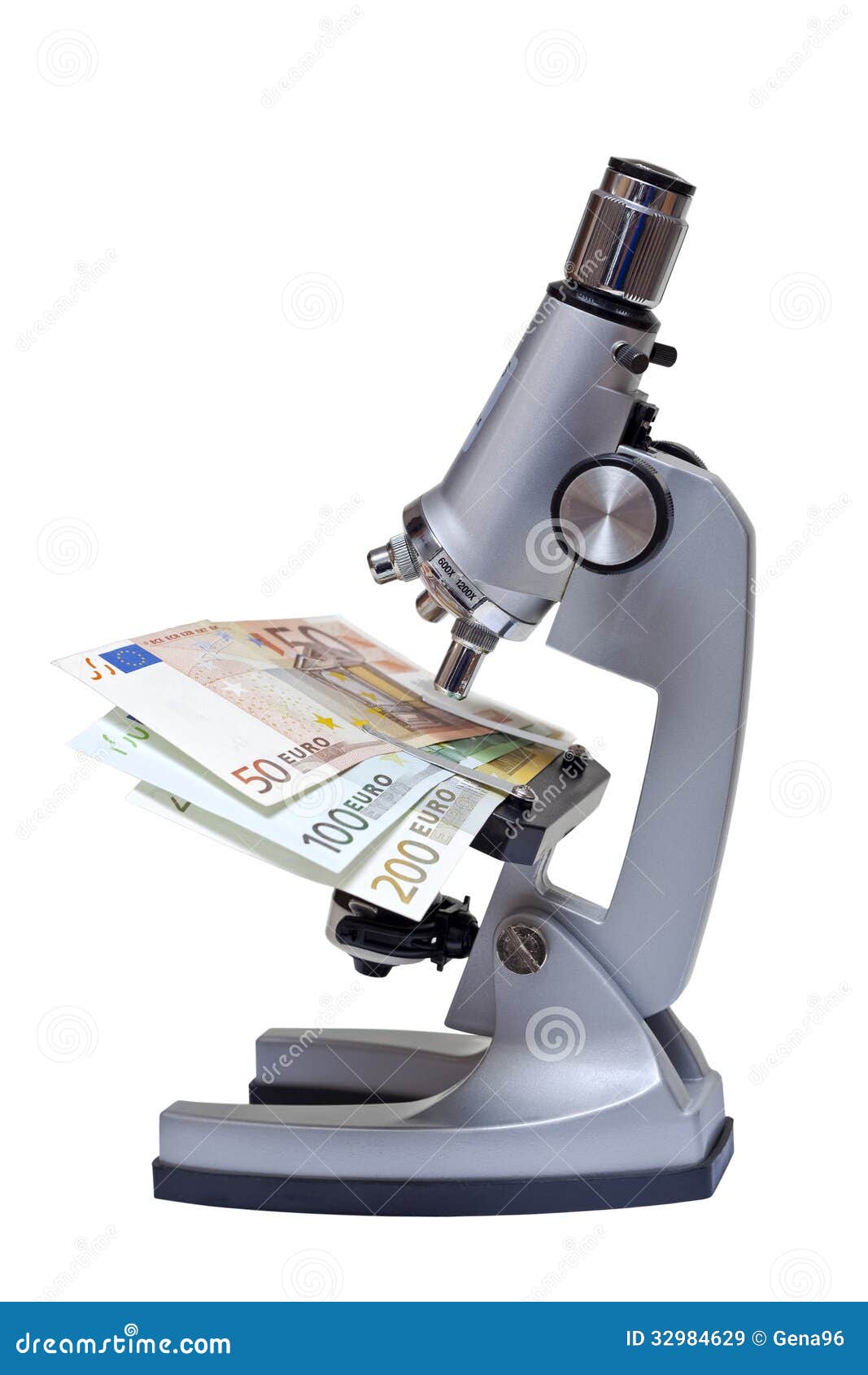 Microscope with Euro Banknote on White Stock Image - Image of discovery ...