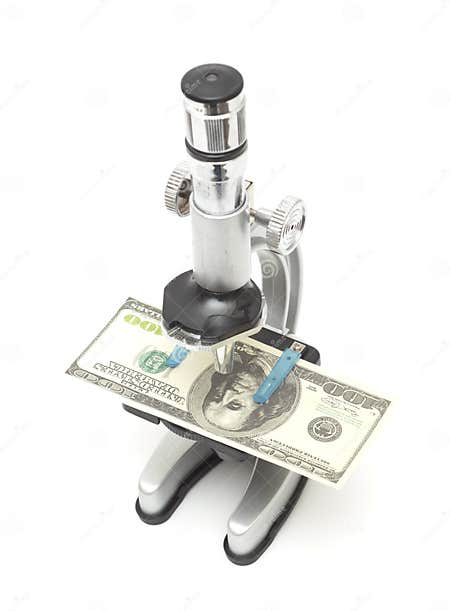 Microscope Examining Dollar Stock Photo - Image of laboratory, crisis ...