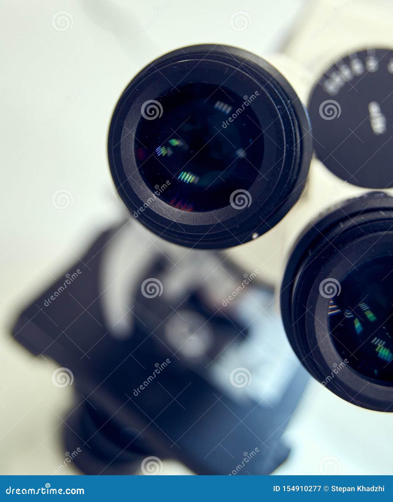 Microscope Eyepiece. Close Up of Microscope Ocular in Laboratory Stock ...