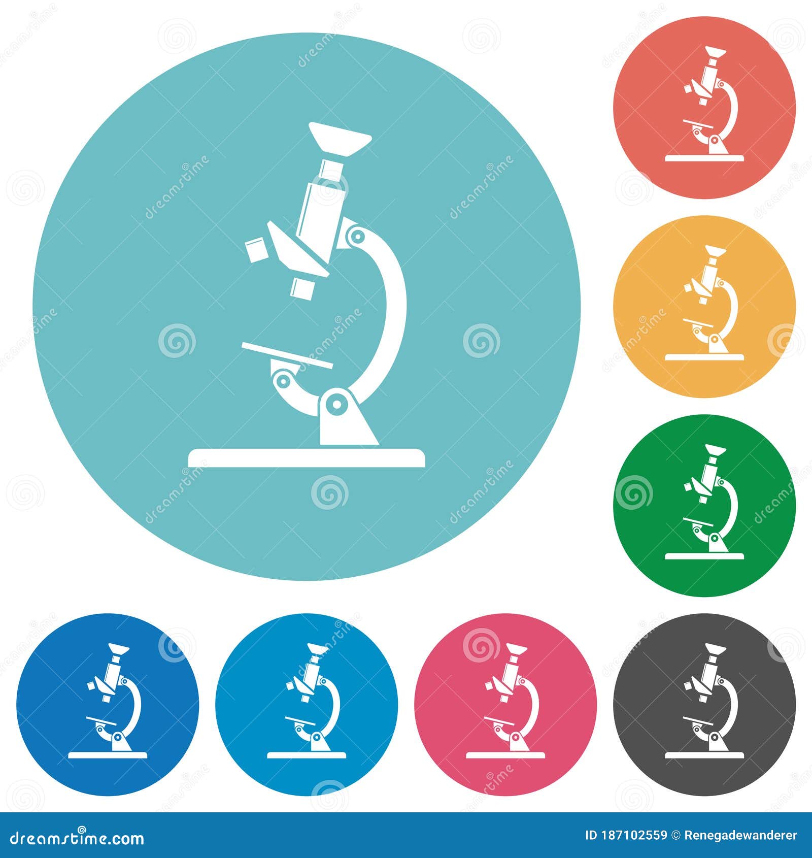 Microscope Flat Round Icons Stock Vector - Illustration of analyze, explore: 187102559