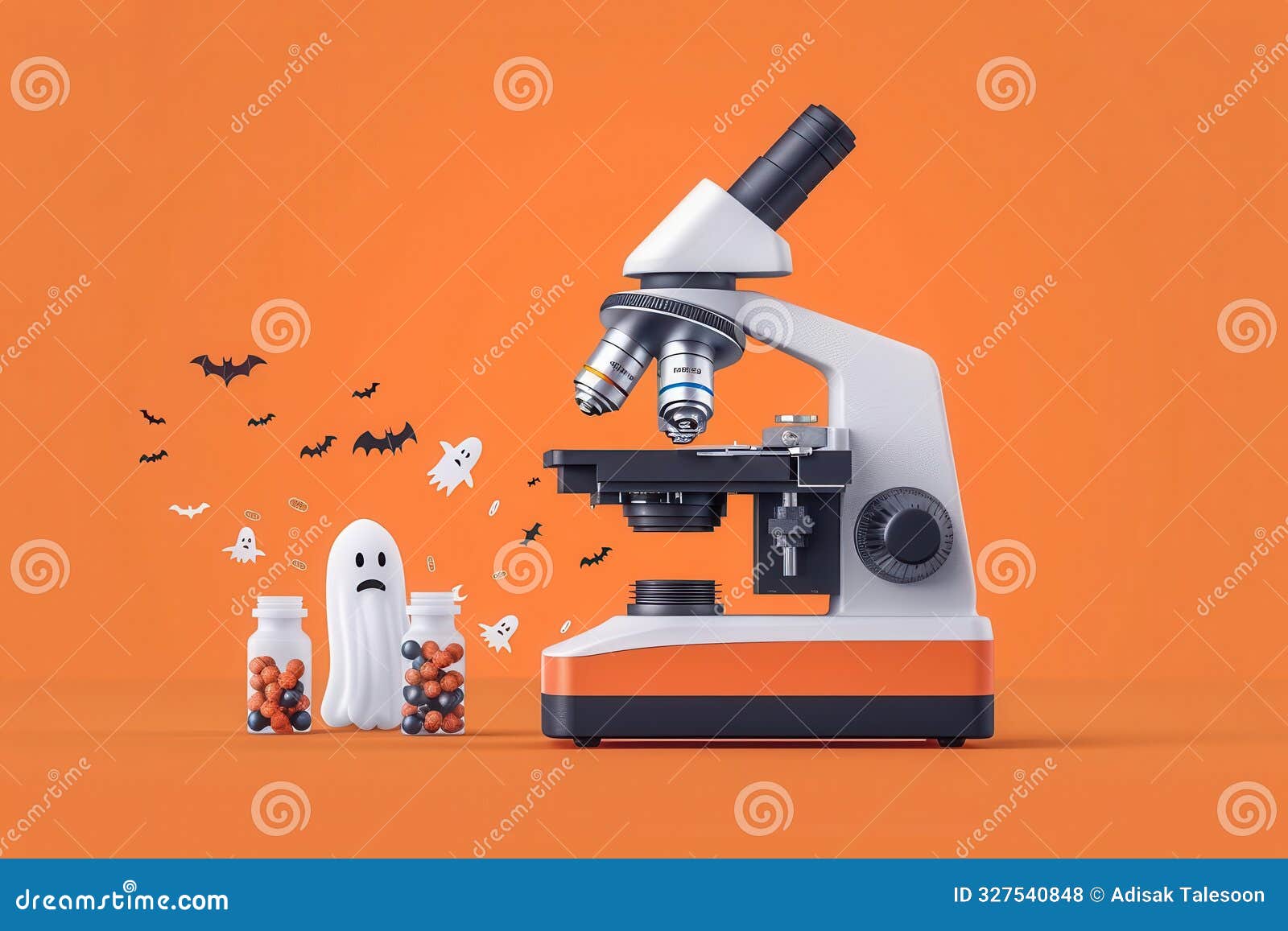 A Microscope Focused on Cells Shaped Like Ghosts or Bats Stock Photo ...