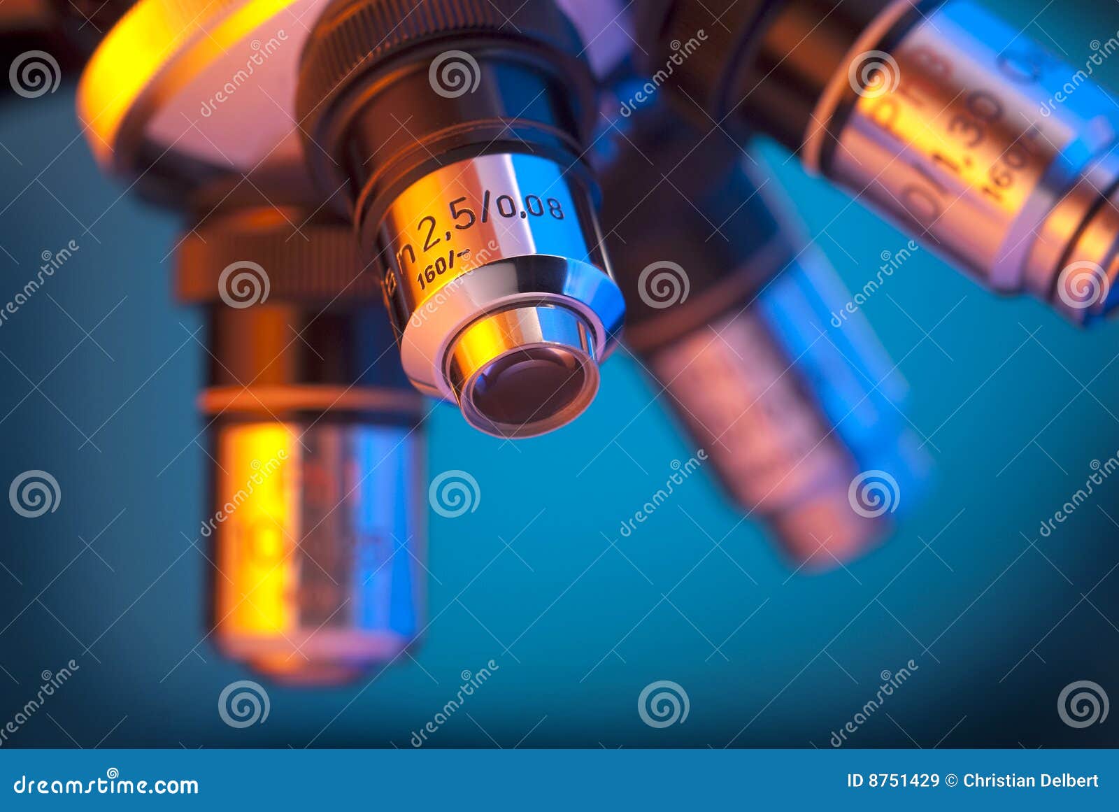Microscope Four Lens Turret Orange Stock Image - Image of lens ...