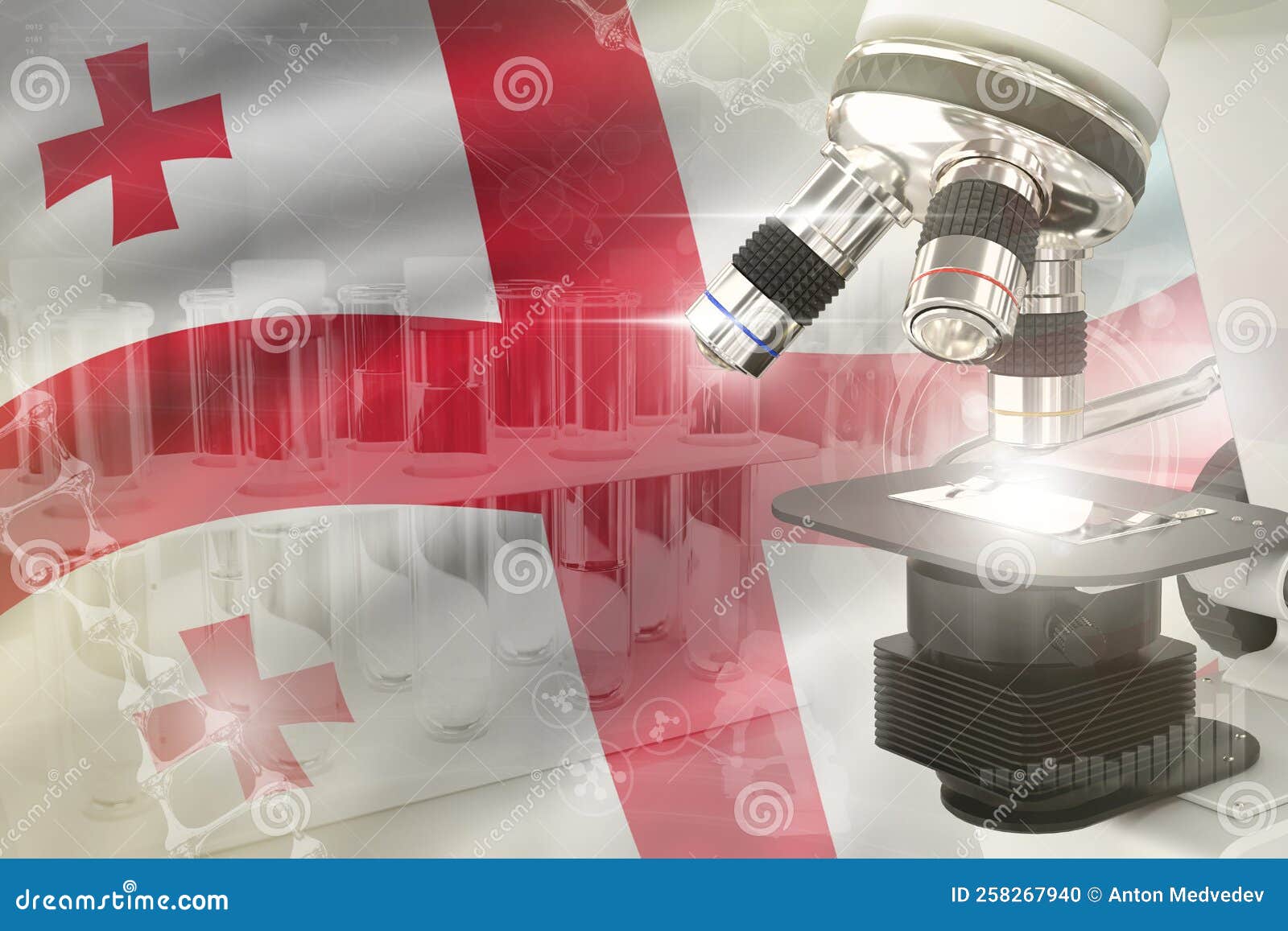 Microscope on Georgia Flag - Science Development Digital Background ...