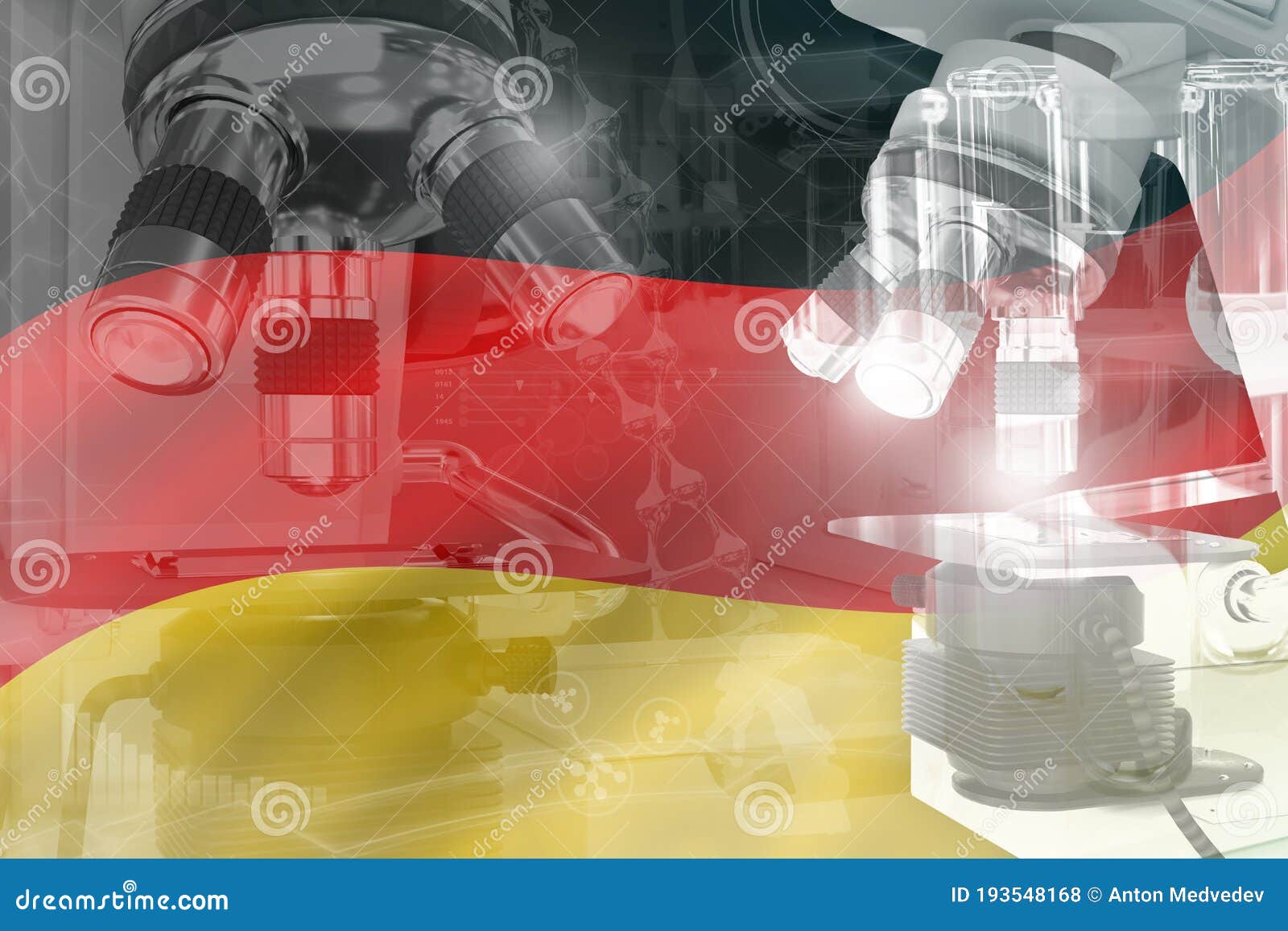 Germany Science Development Conceptual Background - Microscope on Flag ...