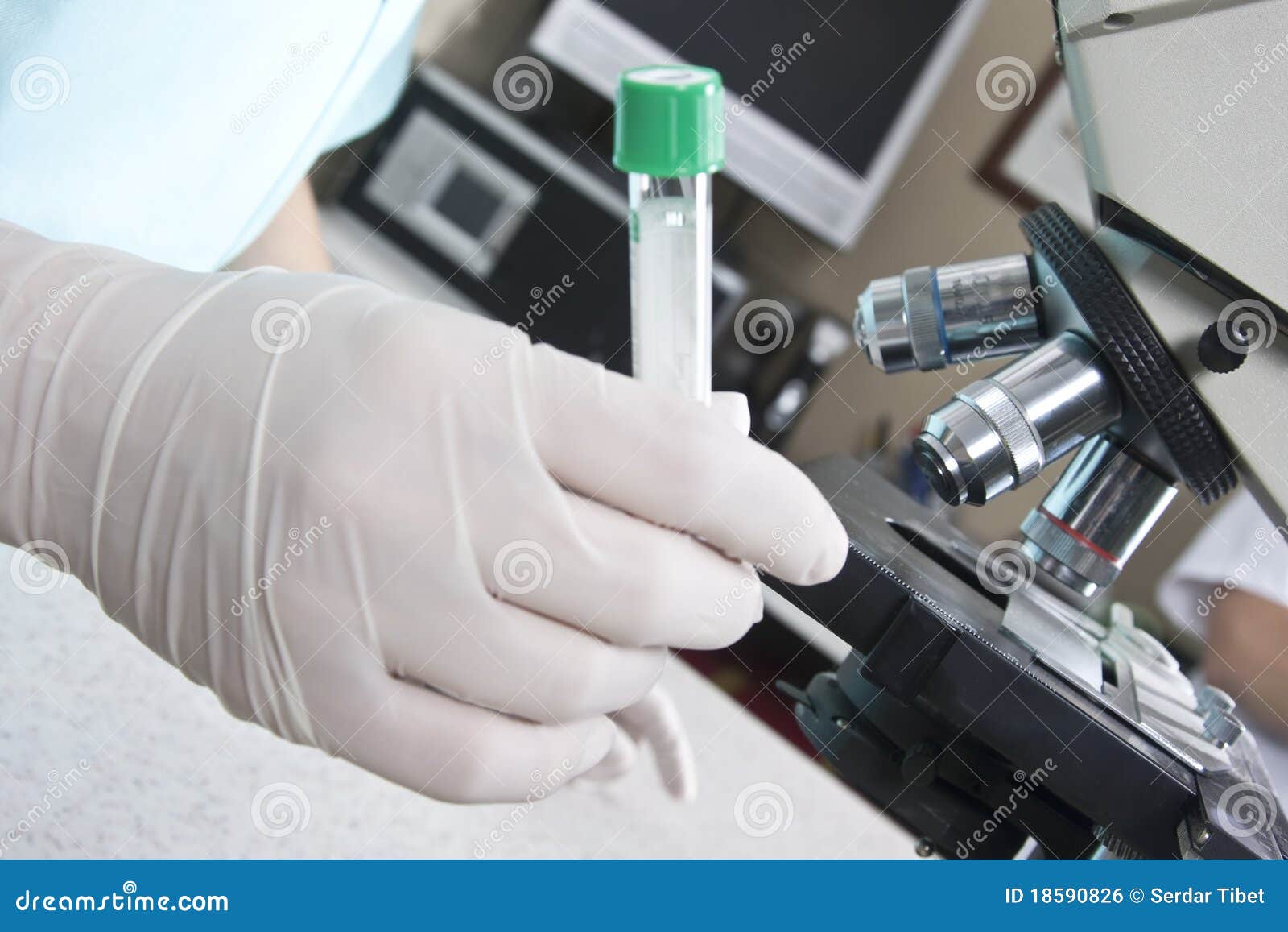 Microscope and glass tube stock photo. Image of lady - 18590826