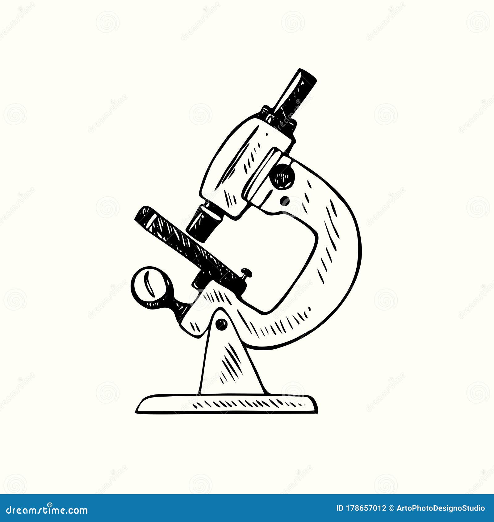 Microscope, Hand Drawn Doodle Sketch, Isolated Vector Illustration ...