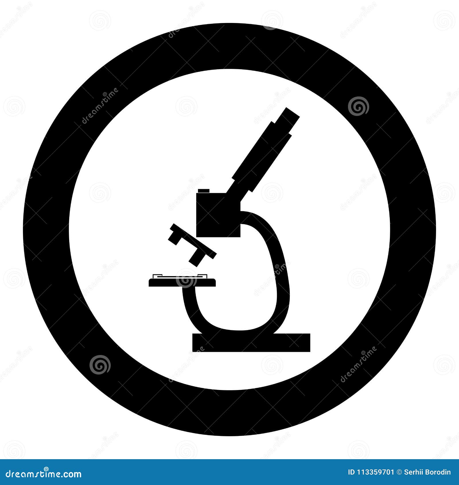 Microscope In Circle Icon With Long Shadows. Symbol Of Science ...
