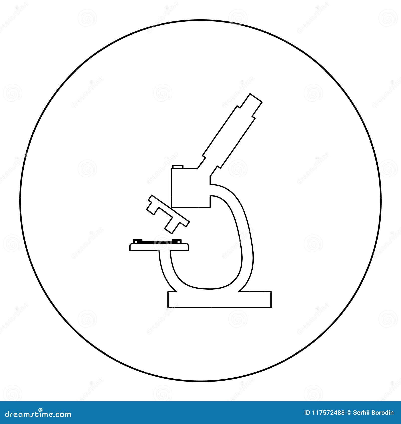 Microscope In Circle Icon With Long Shadows. Symbol Of Science ...