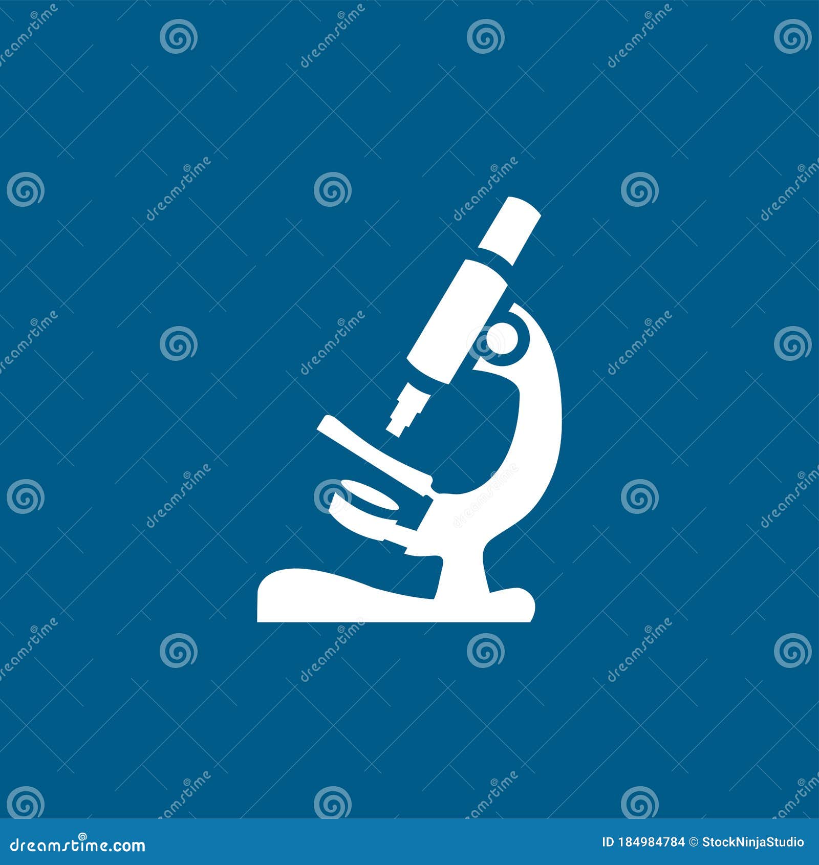 Microscope Icon on Blue Background. Blue Flat Style Vector Illustration ...