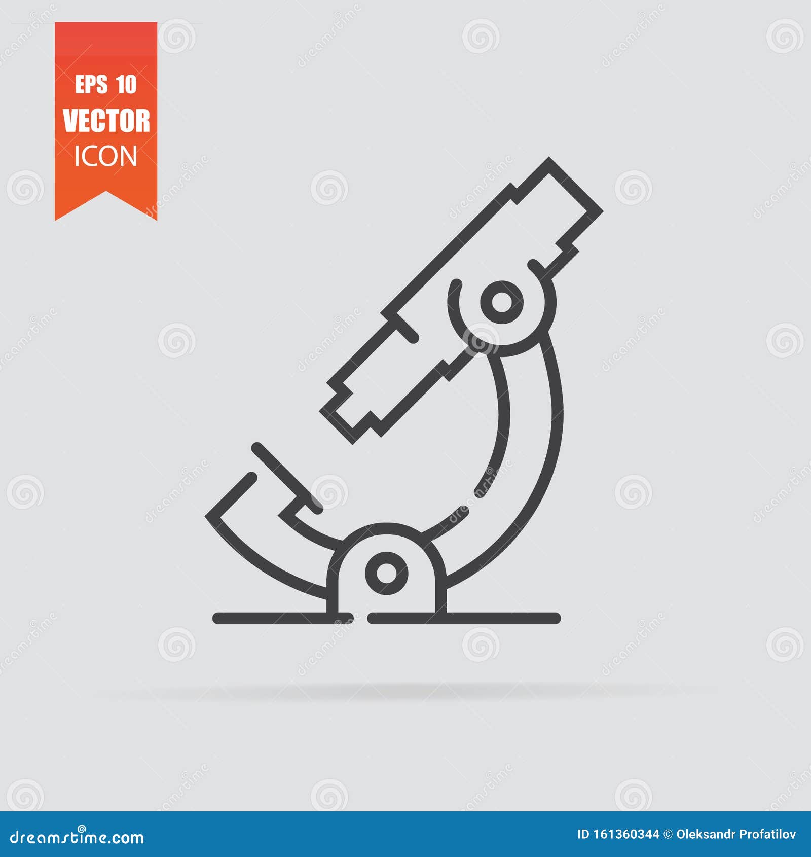 Microscope Icon in Flat Style Isolated on Grey Background Stock Vector ...