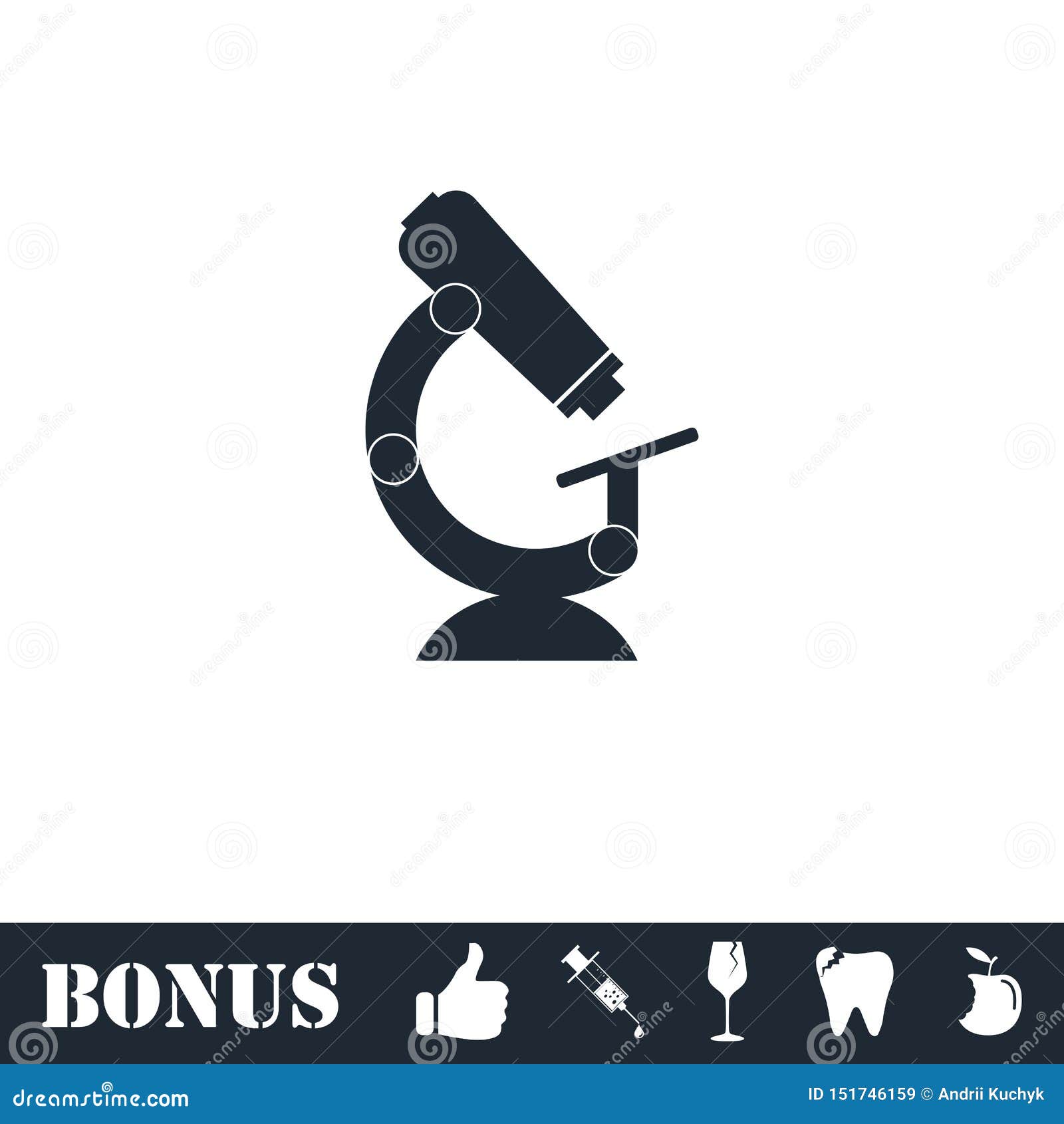 Microscope icon flat stock vector. Illustration of hospital - 151746159