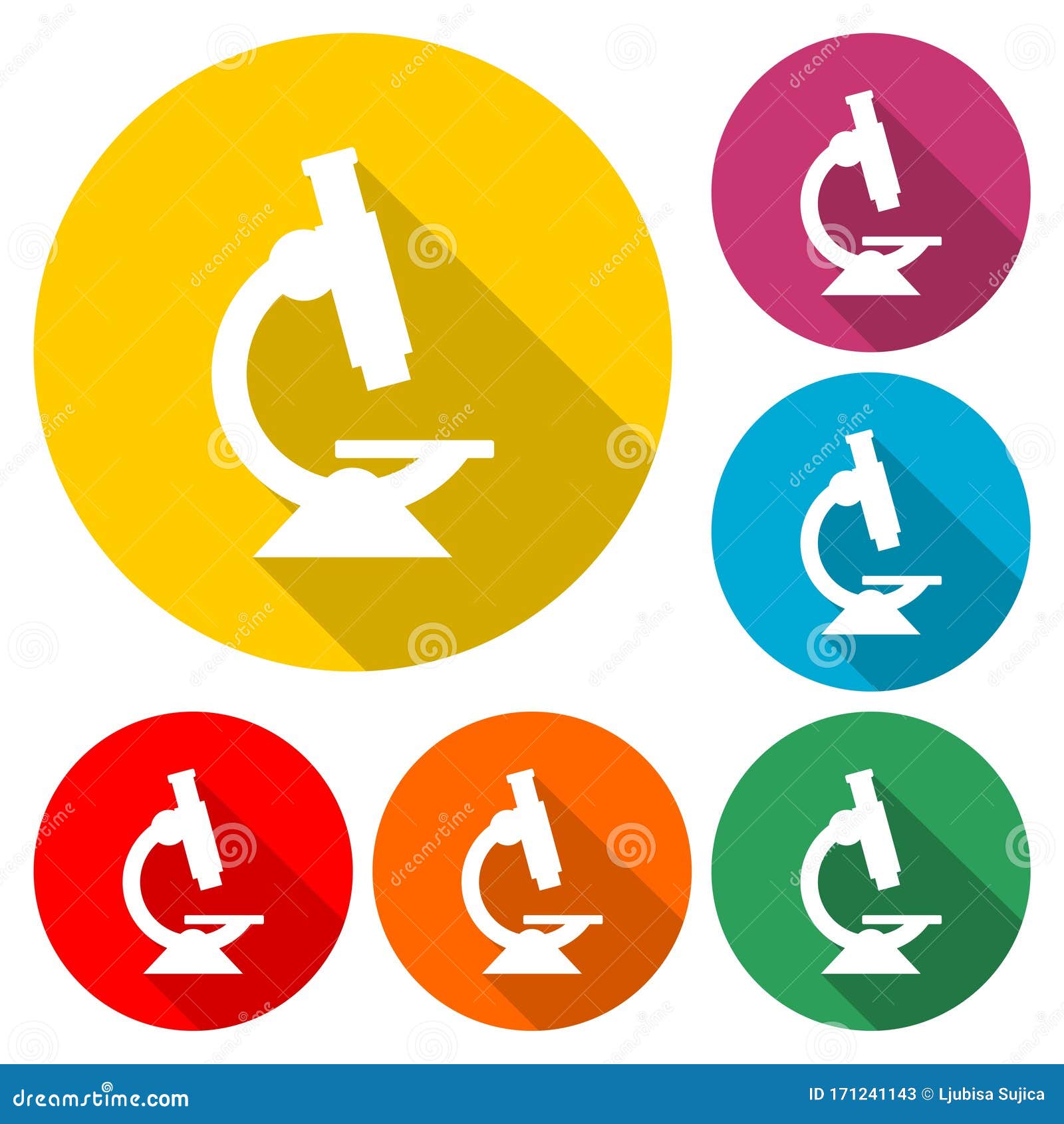 Microscope Icon Isolated with Long Shadow Stock Illustration ...