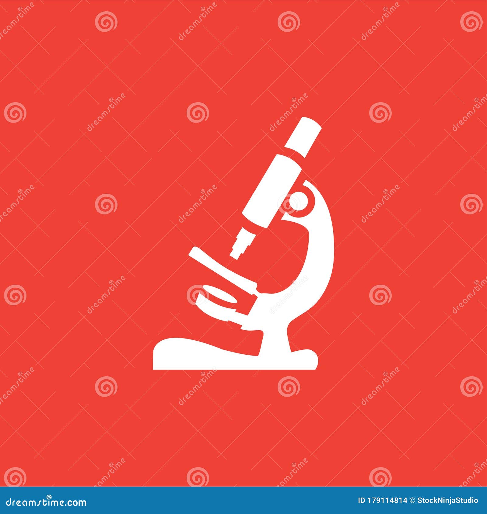 Microscope Icon on Red Background. Red Flat Style Vector Illustration ...