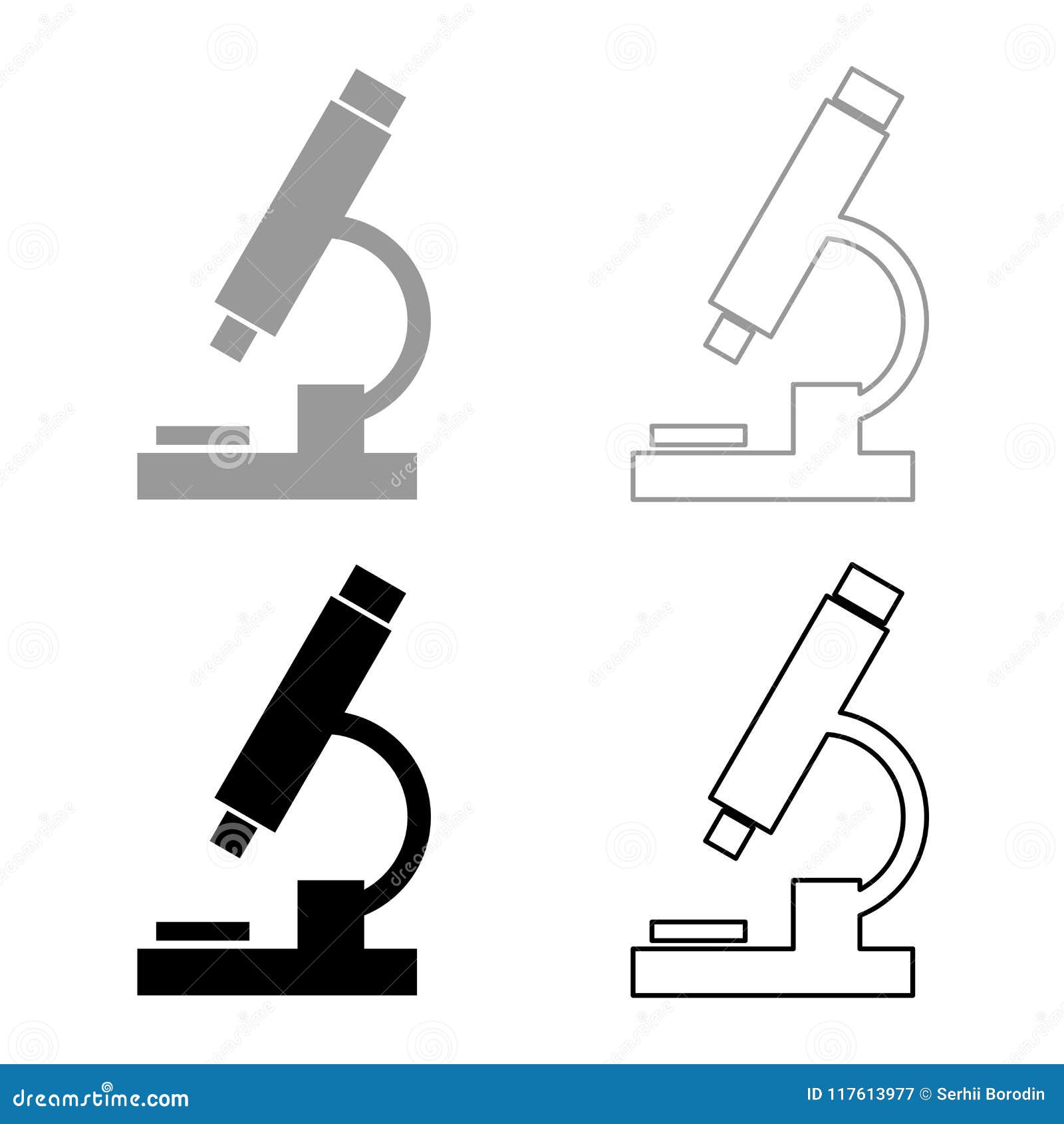 Microscope Icon Set Grey Black Color Stock Vector - Illustration of ...
