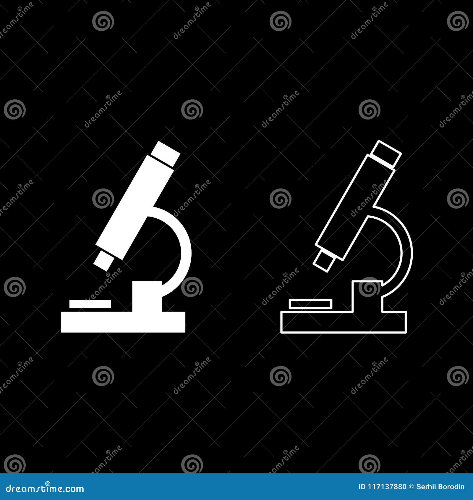 Microscope Icon Set White Color Illustration Flat Style Simple Image ...