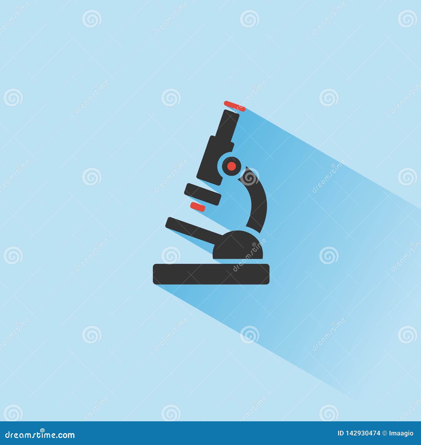 Microscope Icon with Shadow on a Blue Background. Science and Research ...