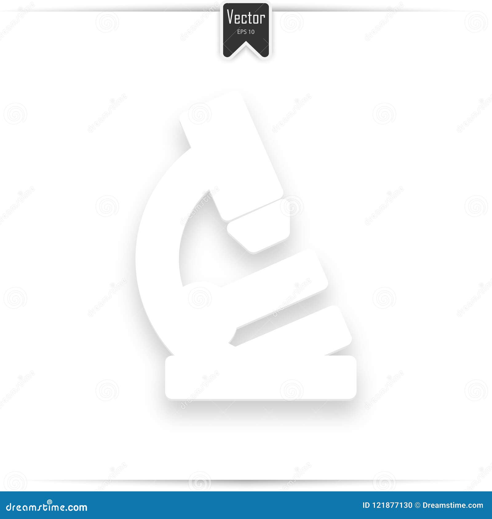 Microscope Icon in White Style with Shadow Isolated on White Background ... Microscope Icon in White Style with Shadow Isolated on White Background ...