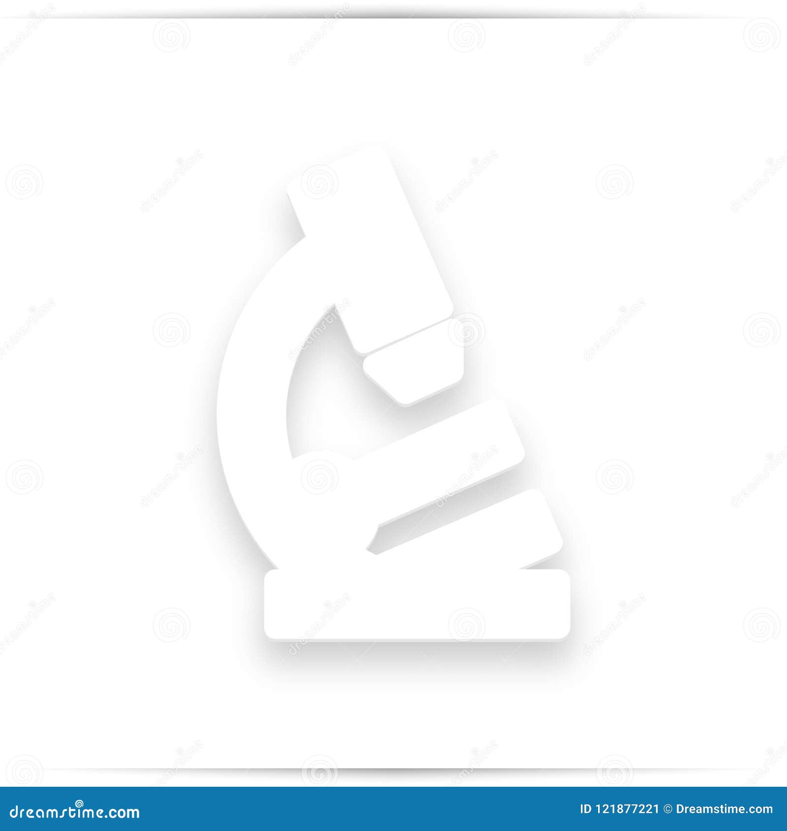 Microscope Icon in White Style with Shadow Isolated on White Background ...