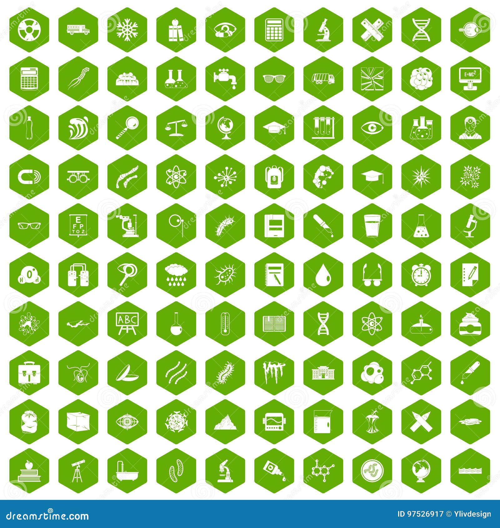 100 Microscope Icons Hexagon Green Stock Vector - Illustration of ...