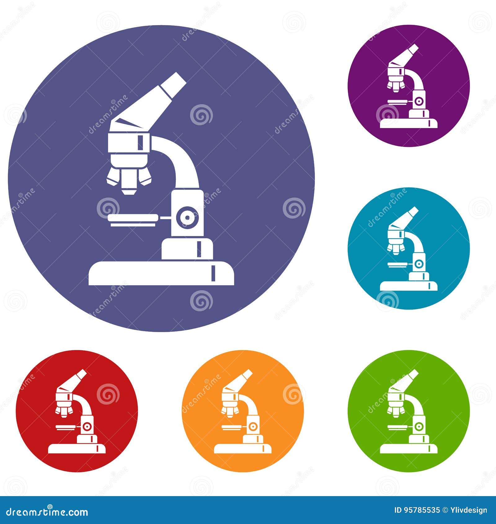 Microscope icons set stock vector. Illustration of green - 95785535