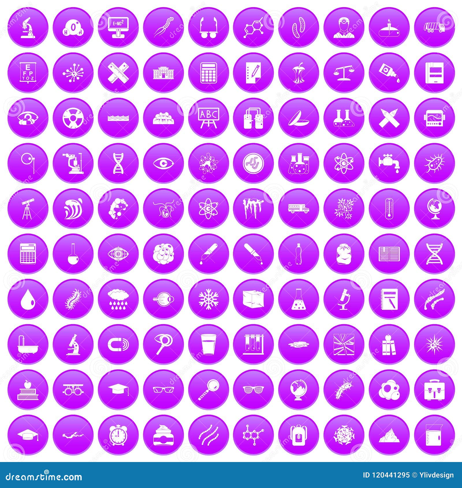100 Microscope Icons Set Purple Stock Vector - Illustration of germs ...