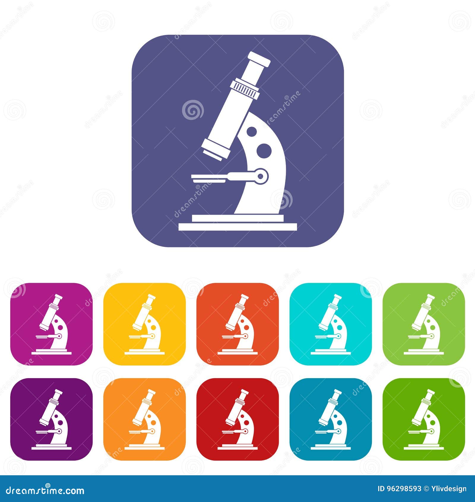 Microscope icons set stock vector. Illustration of biology - 96298593