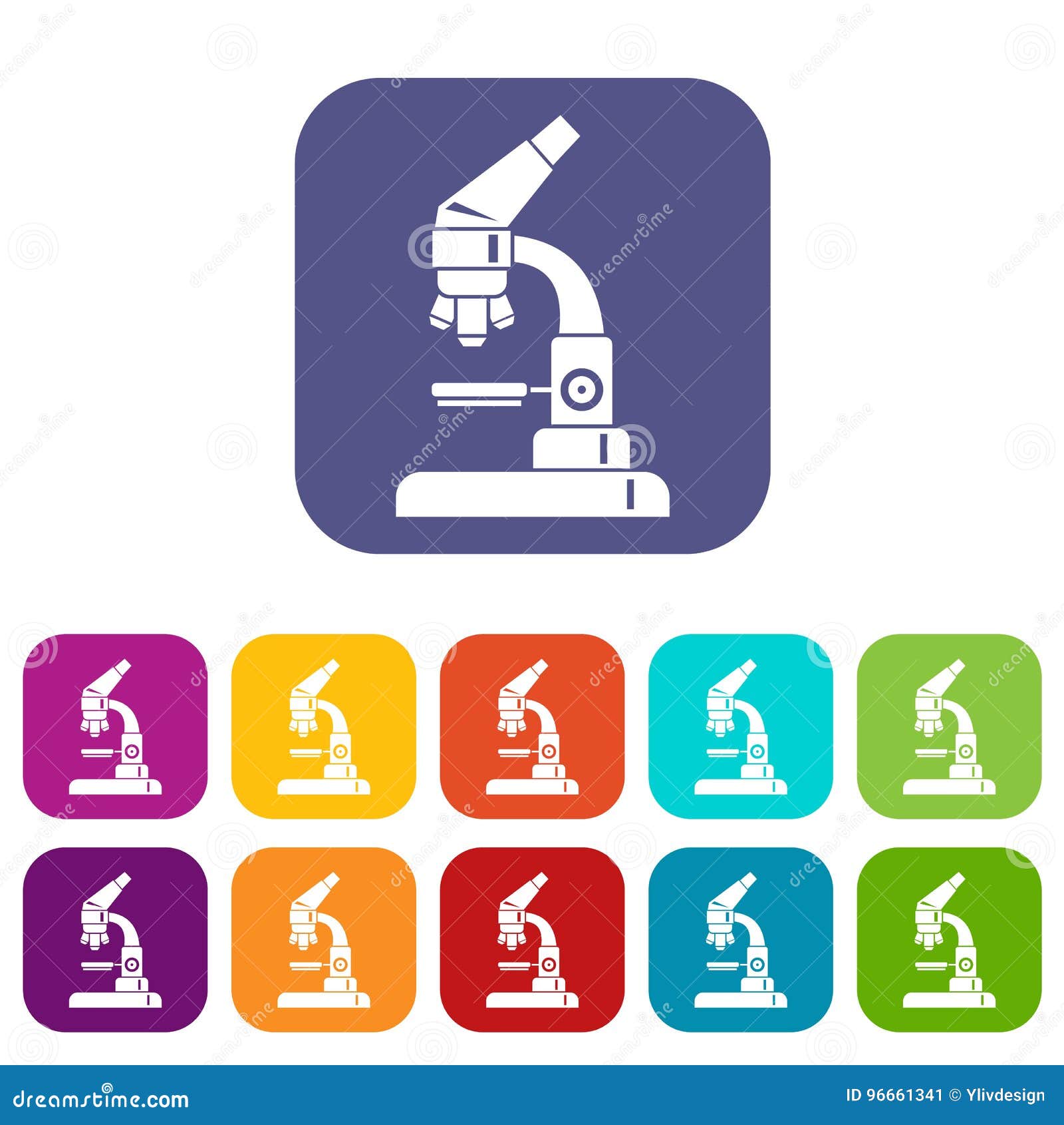 Microscope icons set stock vector. Illustration of microbiology - 96661341