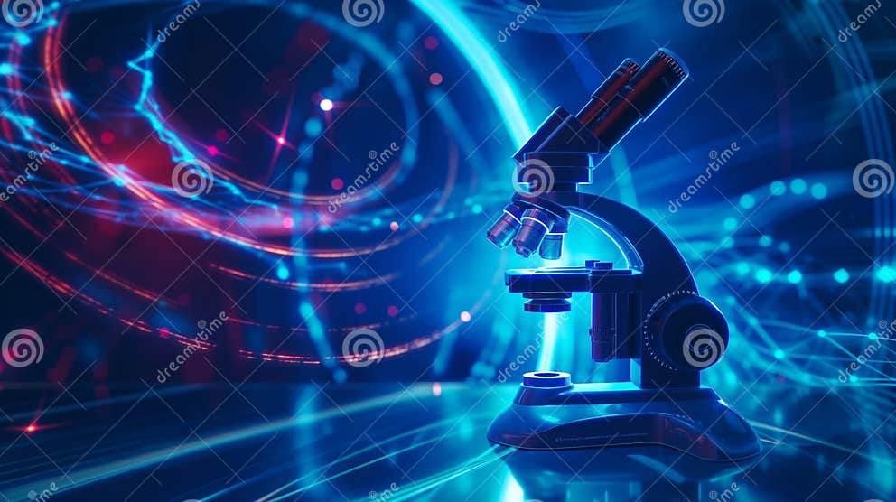 Futuristic Microscope with Abstract Light Patterns Stock Image - Image ...
