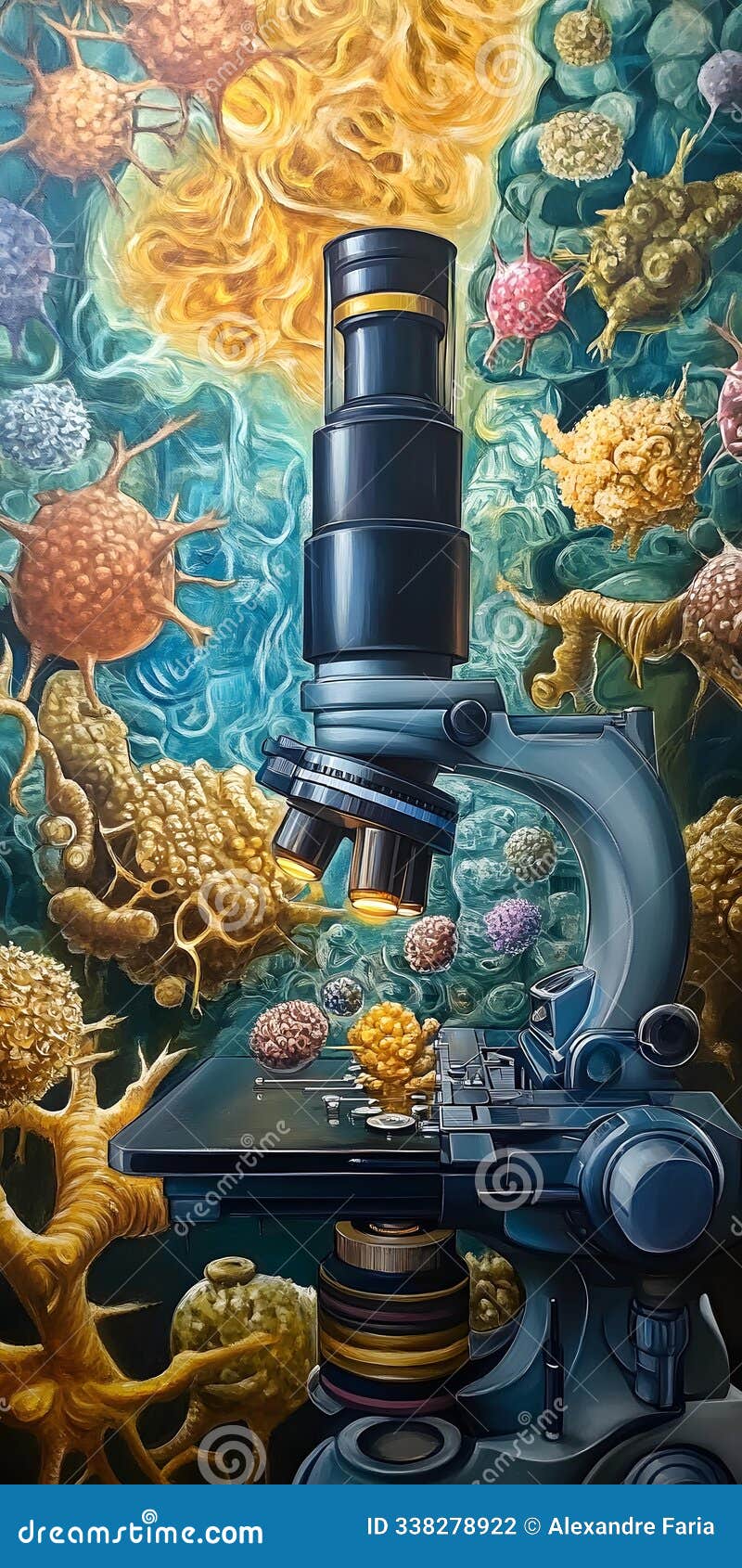 Microscopic Organisms Bacteria And Cells And Viruses Under Microscope ...