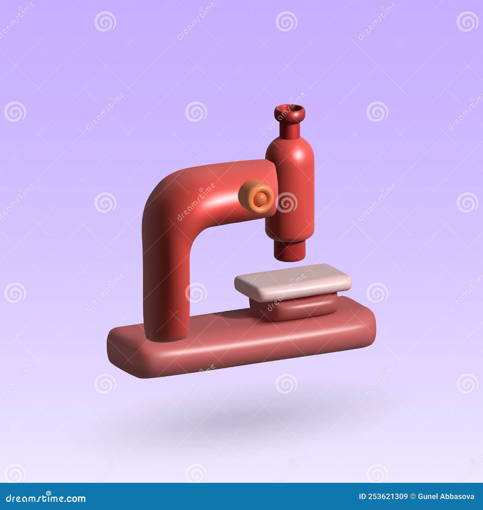 Microscope Isolated 3d Icon. Red Microscope 3d Illustration. Stock ...