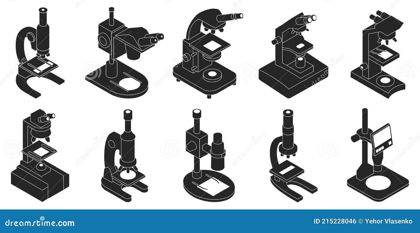 Microscope Isolated Isometric Set Icon. Vector Illustration Laboratory ...