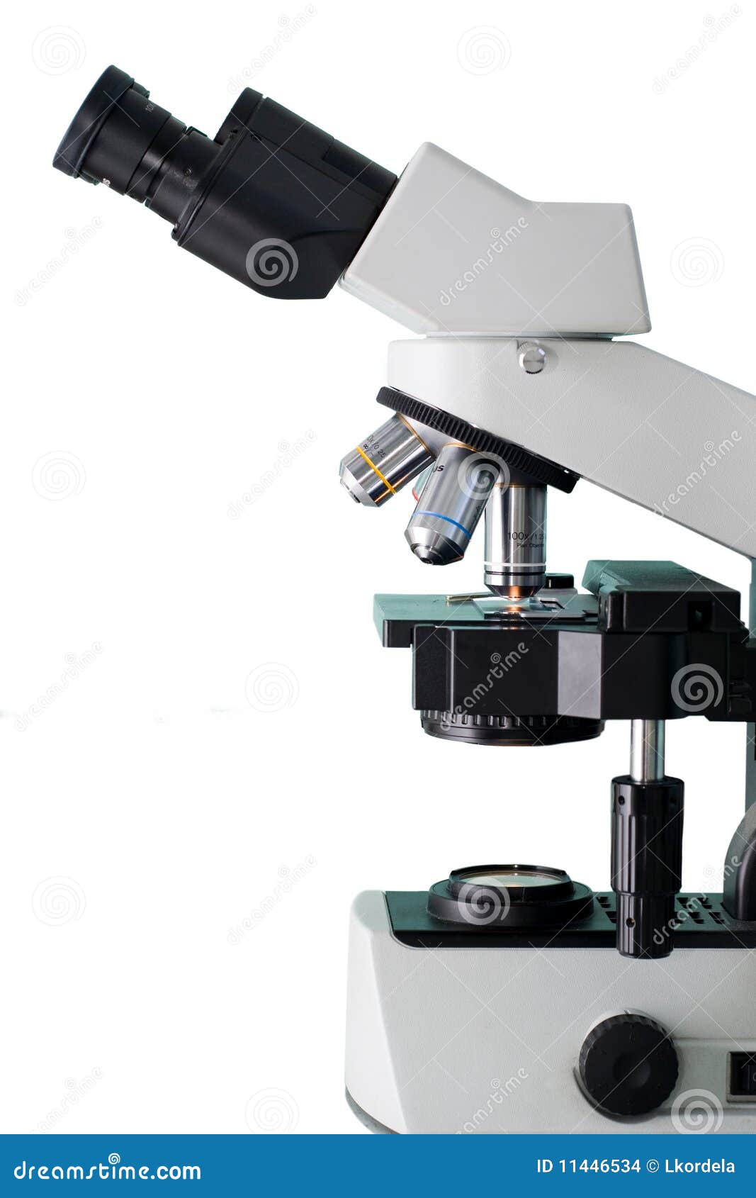 Microscope Isolated on White Stock Photo - Image of hospital, metallic ...