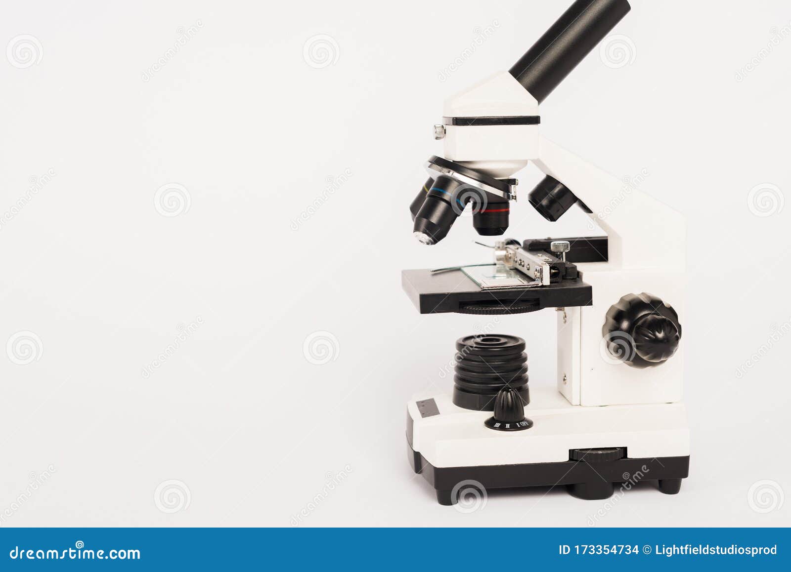 Microscope Isolated on White Background with Stock Photo - Image of ...