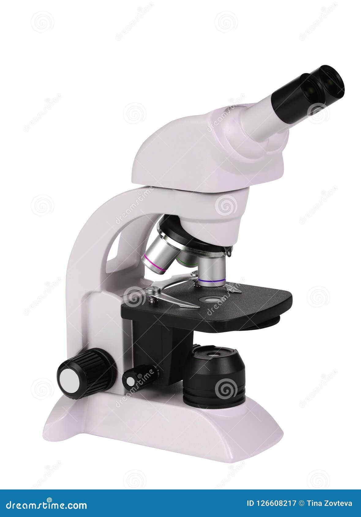 Microscope Isolated on White Stock Image - Image of instrument, indoors ...