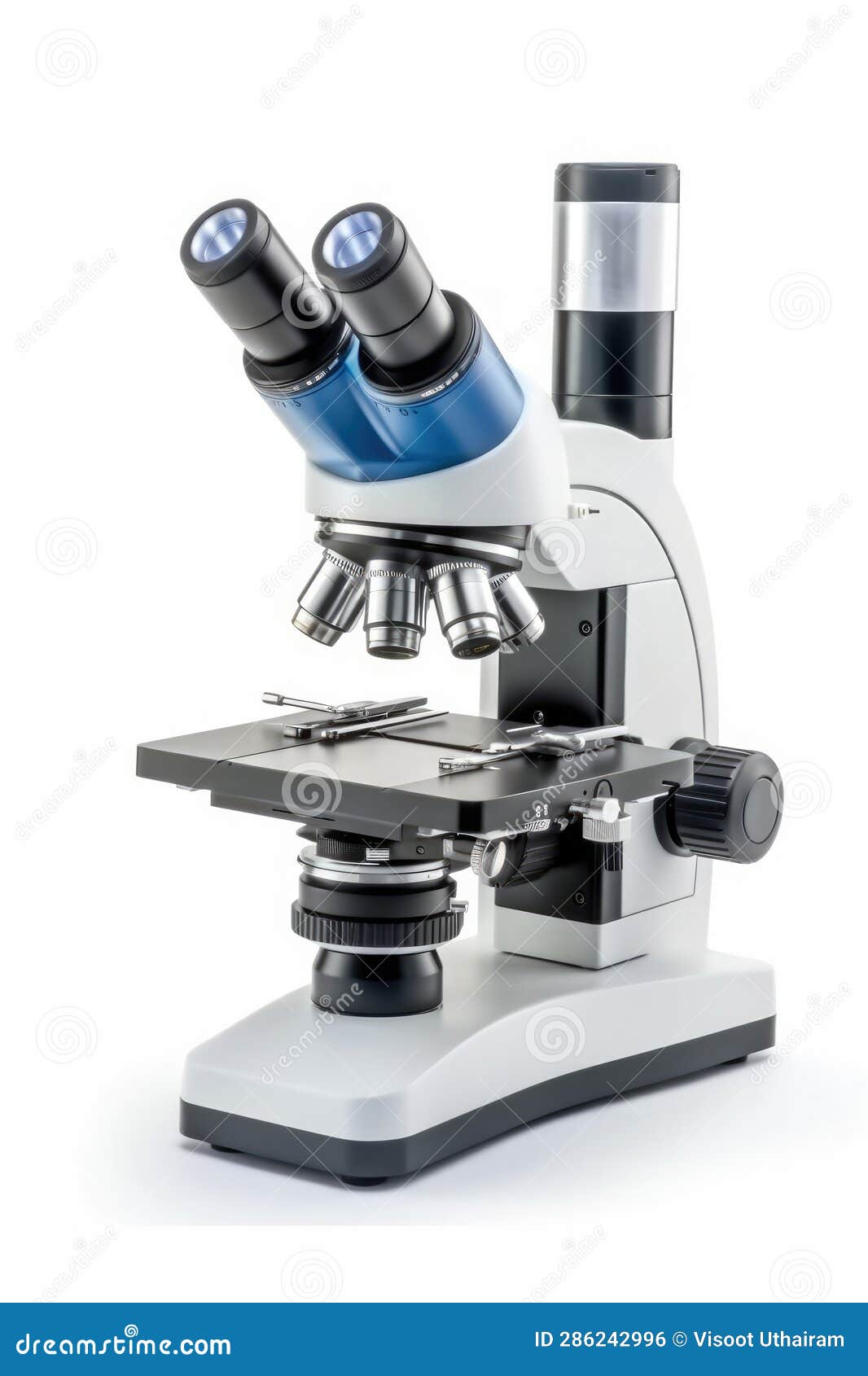 Microscope Isolated on White Background, Research Experiments Stock ...