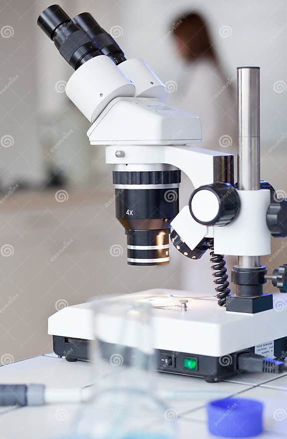 Microscope in a lab stock photo. Image of isolated, copy - 15431744