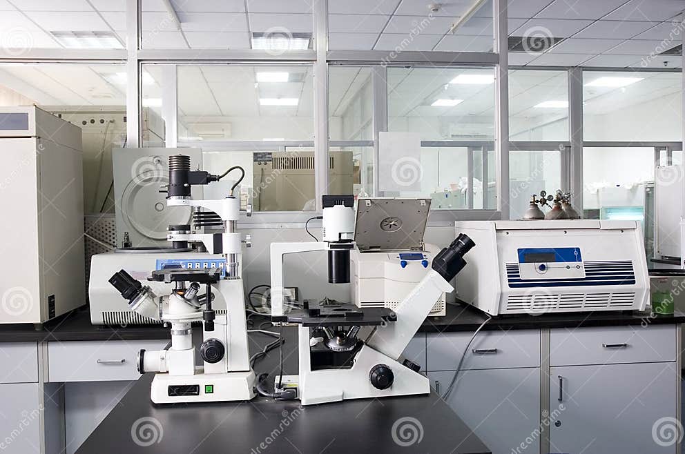 Microscope in a lab stock image. Image of biotechnology - 18864001