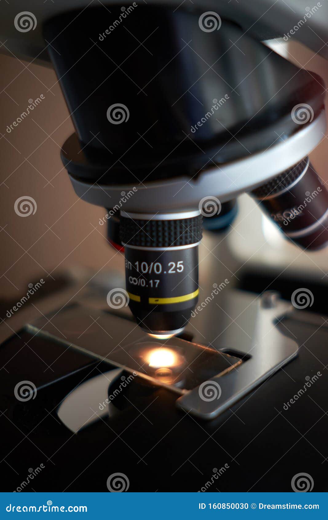 Microscope Lab Diagnostics, Microscope Lens Close Up Stock Photo ...