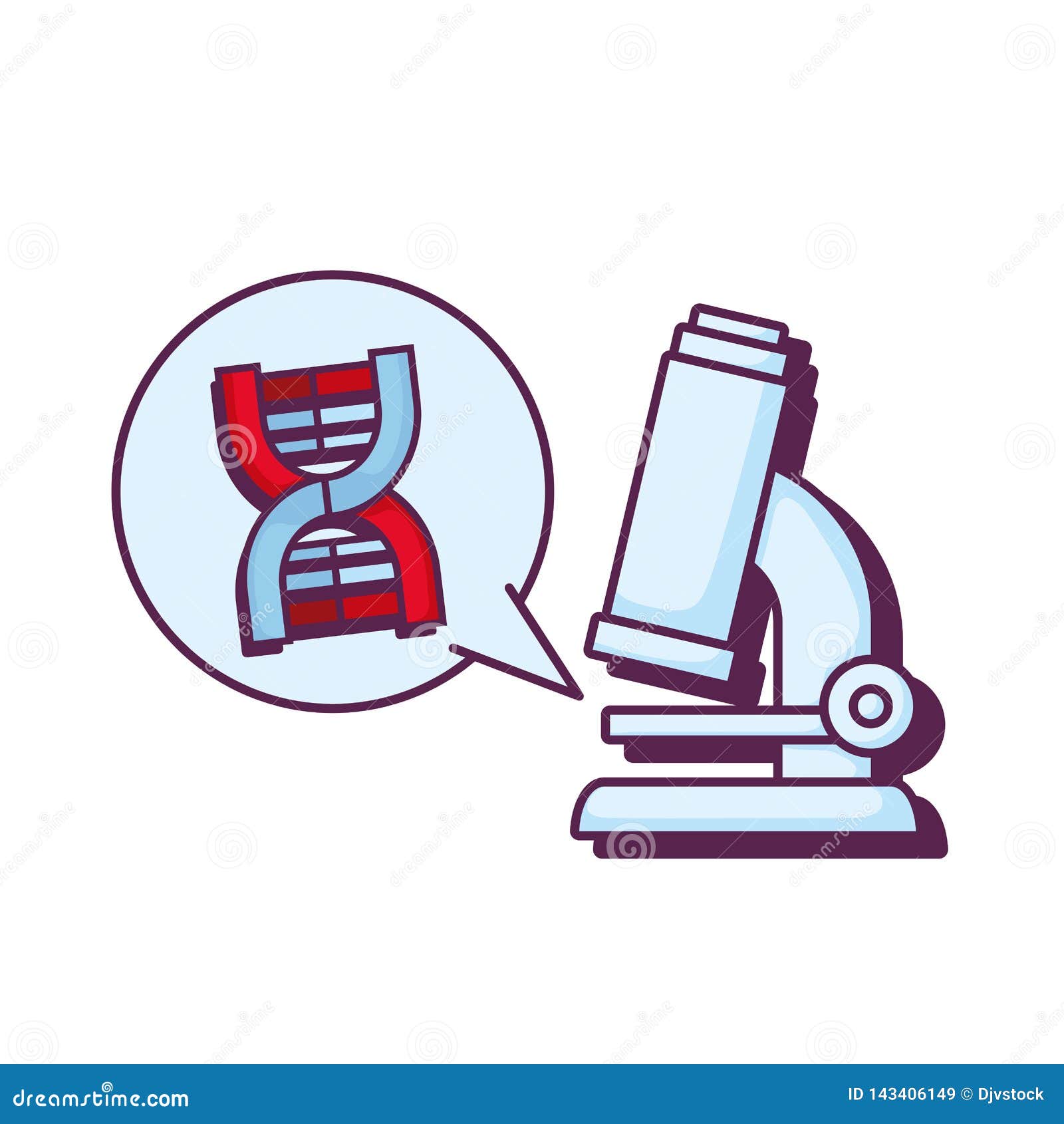 Microscope Lab with Dna Molecule Stock Illustration - Illustration of ...